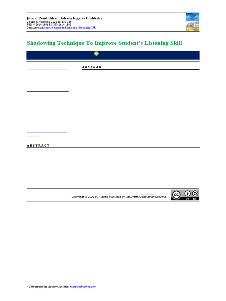 Shadowing Technique To Improve Students Listening | PDF | Learning ...