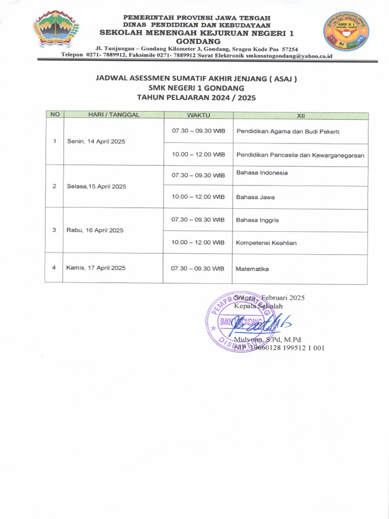 Jadwal Asaj 24-25 | PDF