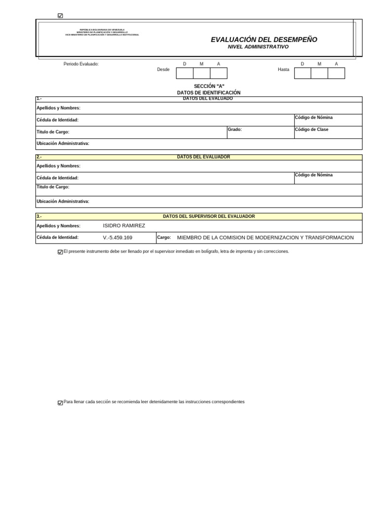 Formato Ev. Desempeño | PDF