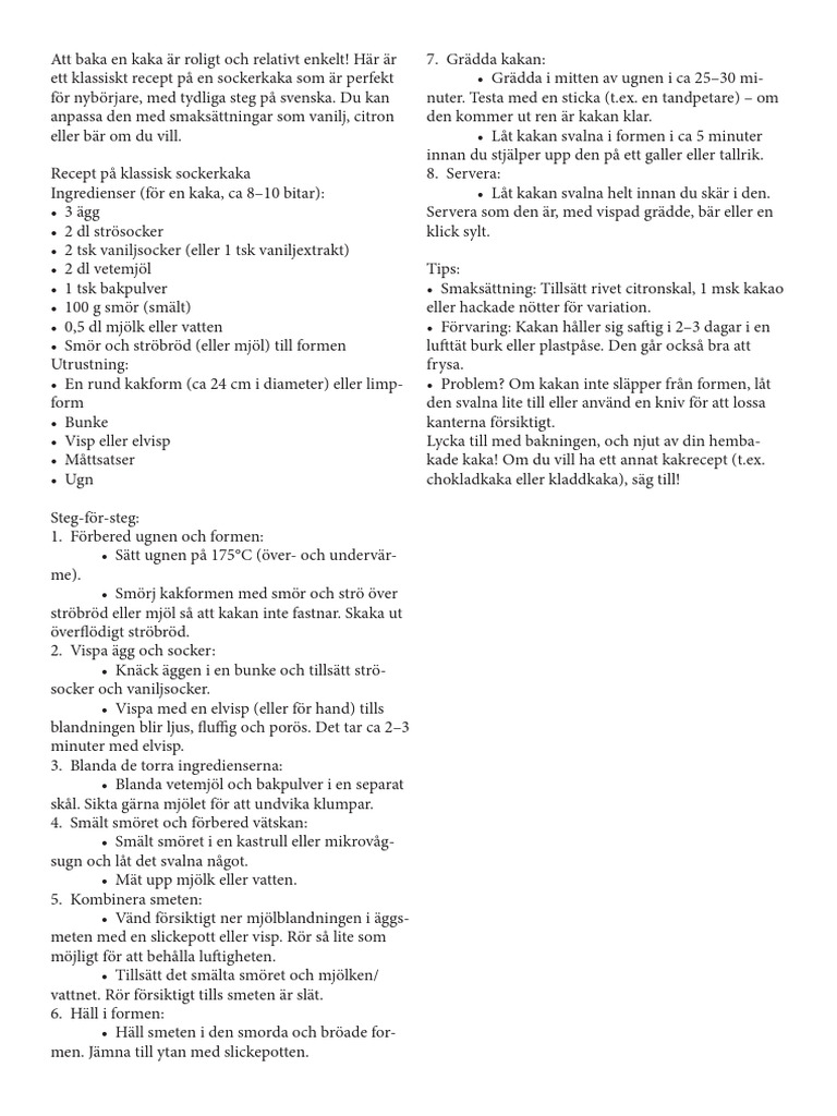 Hur Man Bakar en Kaka | PDF