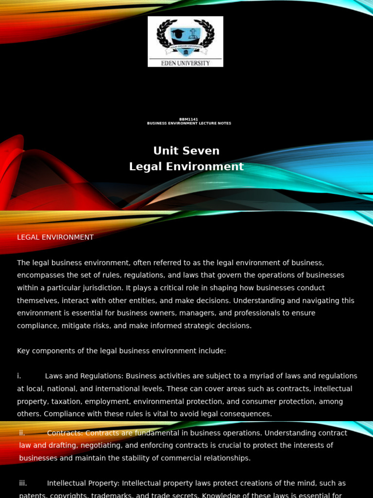 Key Components of Legal Environment | PDF | Business | Intellectual ...