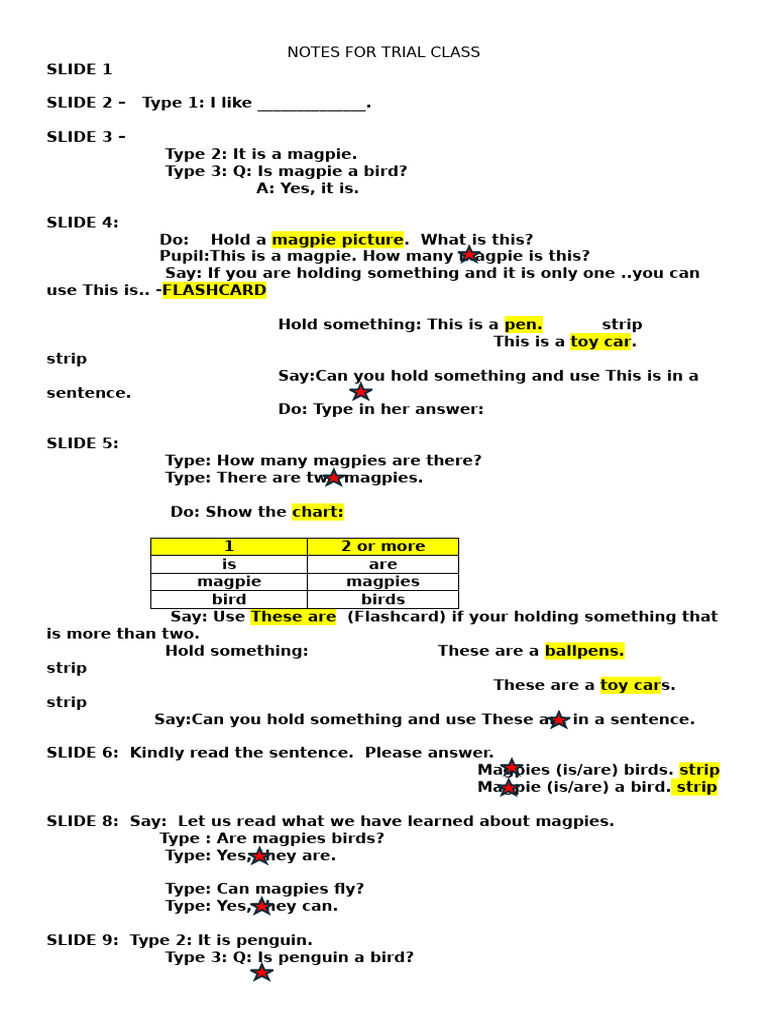 Trial Class Notes on Birds | PDF