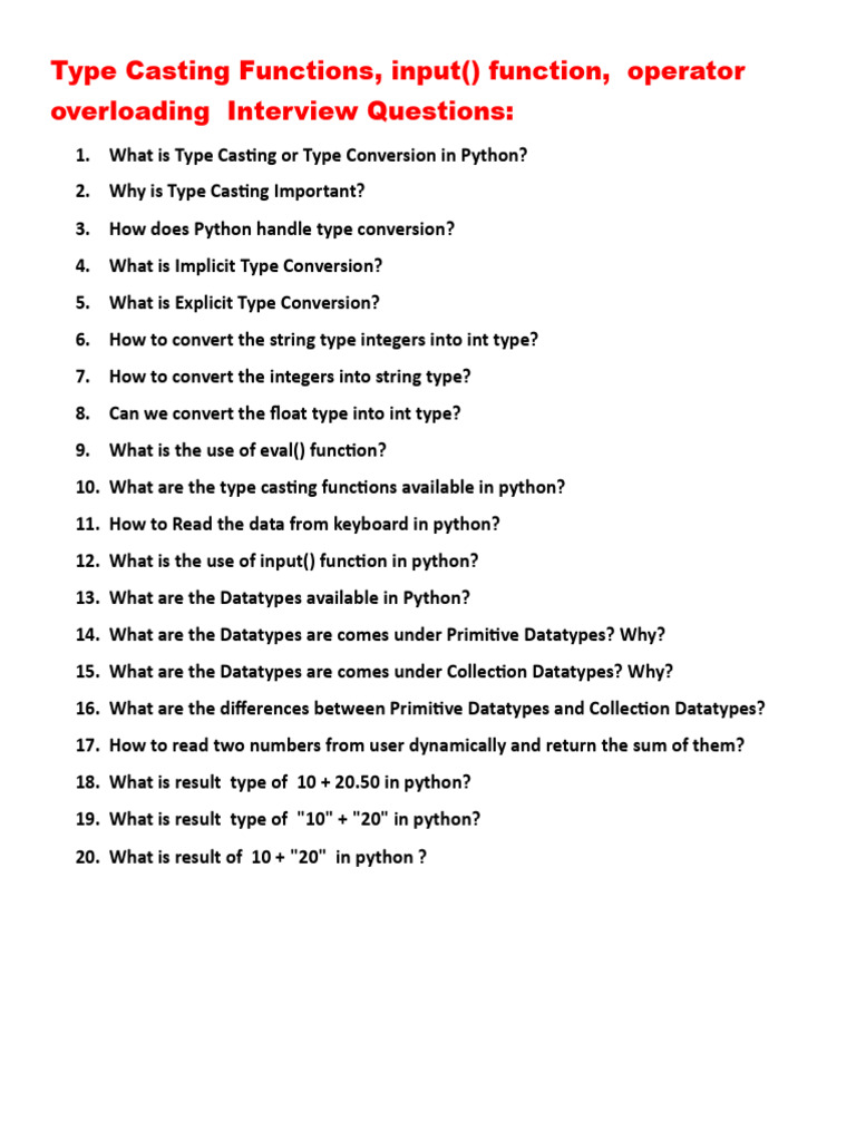 Datatypes Type Casting, Input, Working With + Operator | PDF