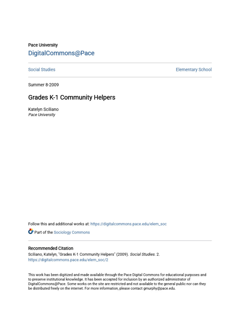 Grades K-1 Community Helpers | PDF | Critical Thinking | Information