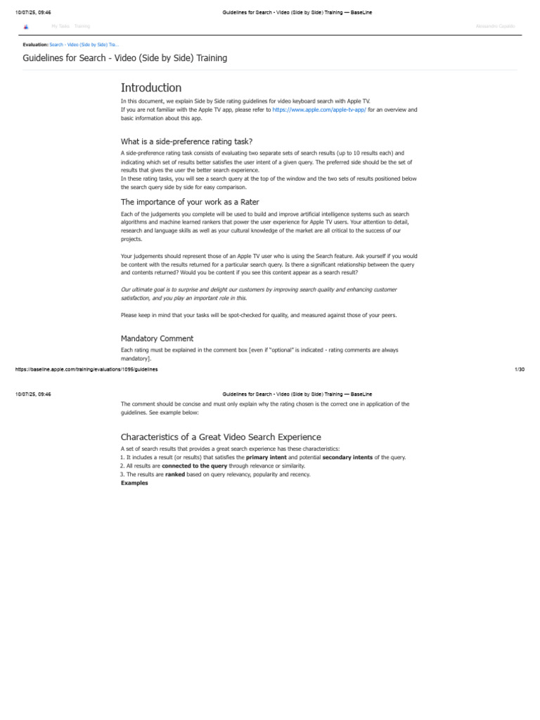 Guidelines For Search - Video (Side by Side) Training - BaseLine | PDF | Information Retrieval ...