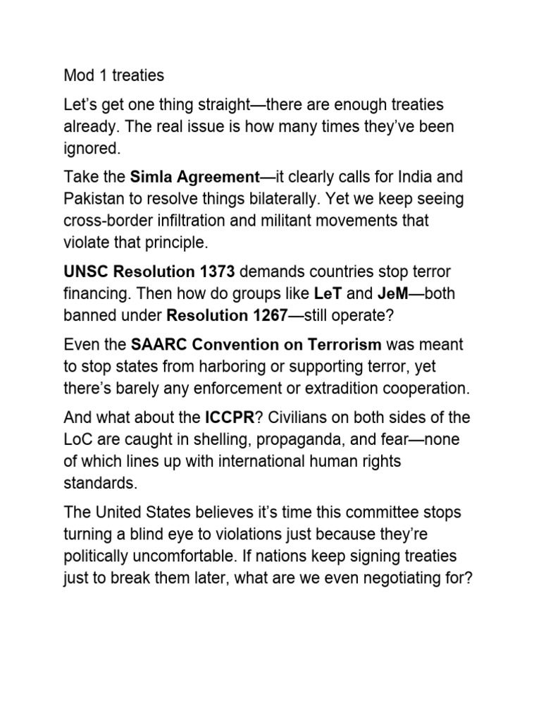 Usa Mun Mod 1 Unsc | PDF