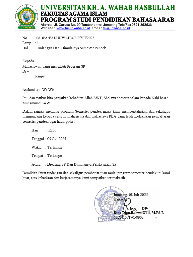 Pelaksanaan SP Pba 2025 | PDF