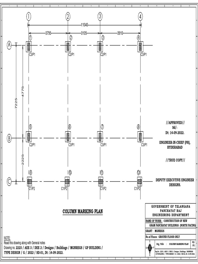 Column Marking Plan for GP Buildings | PDF | Government Of India