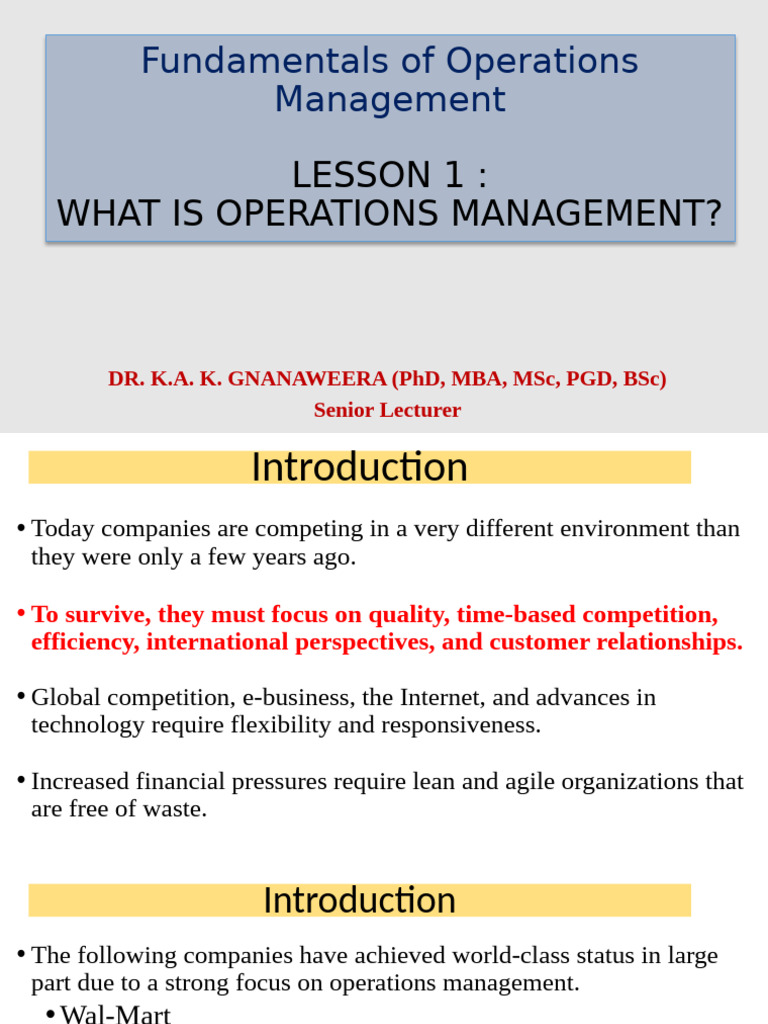 1 Operation Management | PDF | E Commerce | Supply Chain