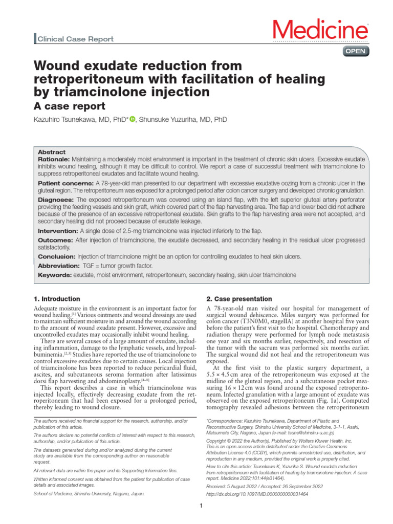 Wound Exudate Reduction From | PDF | Wound | Wound Healing