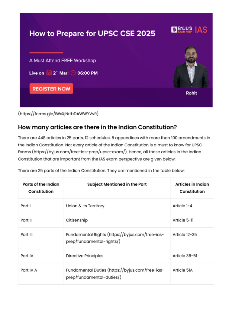 Indian Constitution and Important Articles | PDF | Government | Political Law