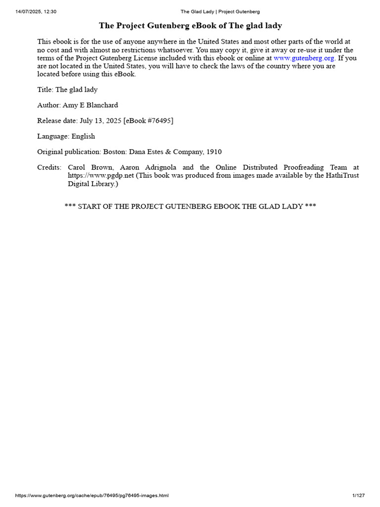 The Glad Lady - Project Gutenberg | PDF
