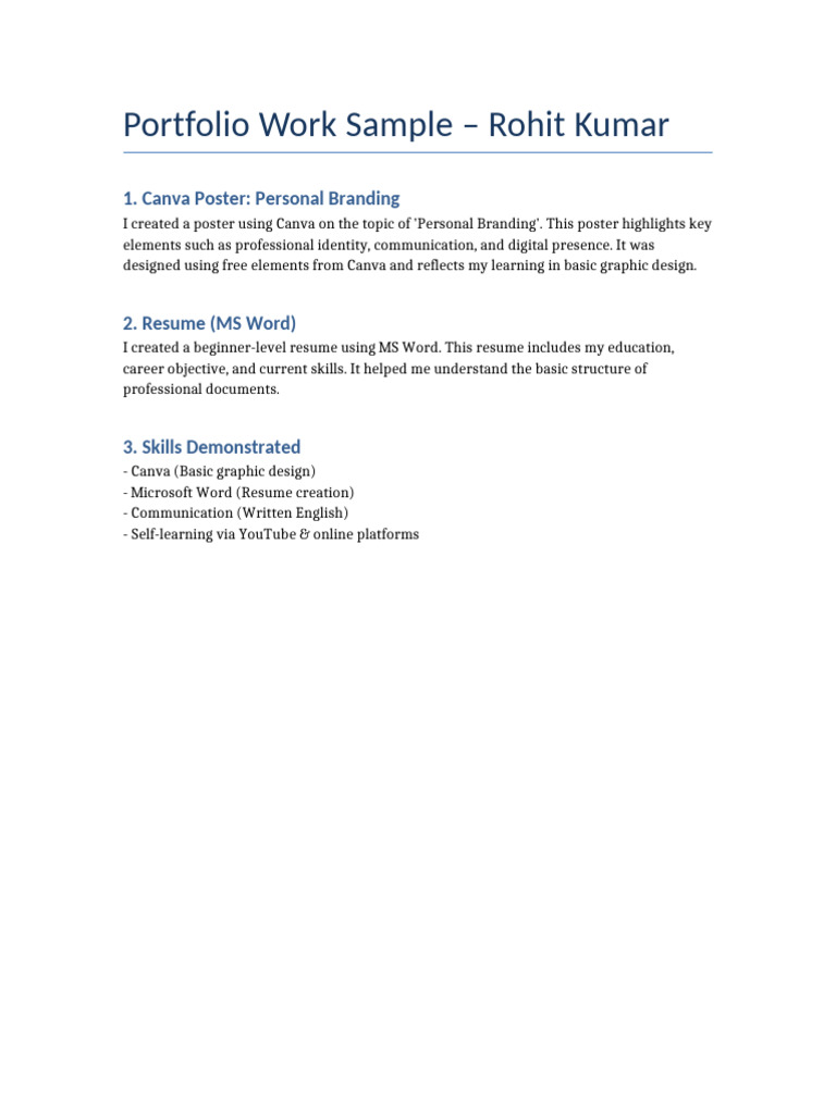 Rohit Portfolio Sample | PDF