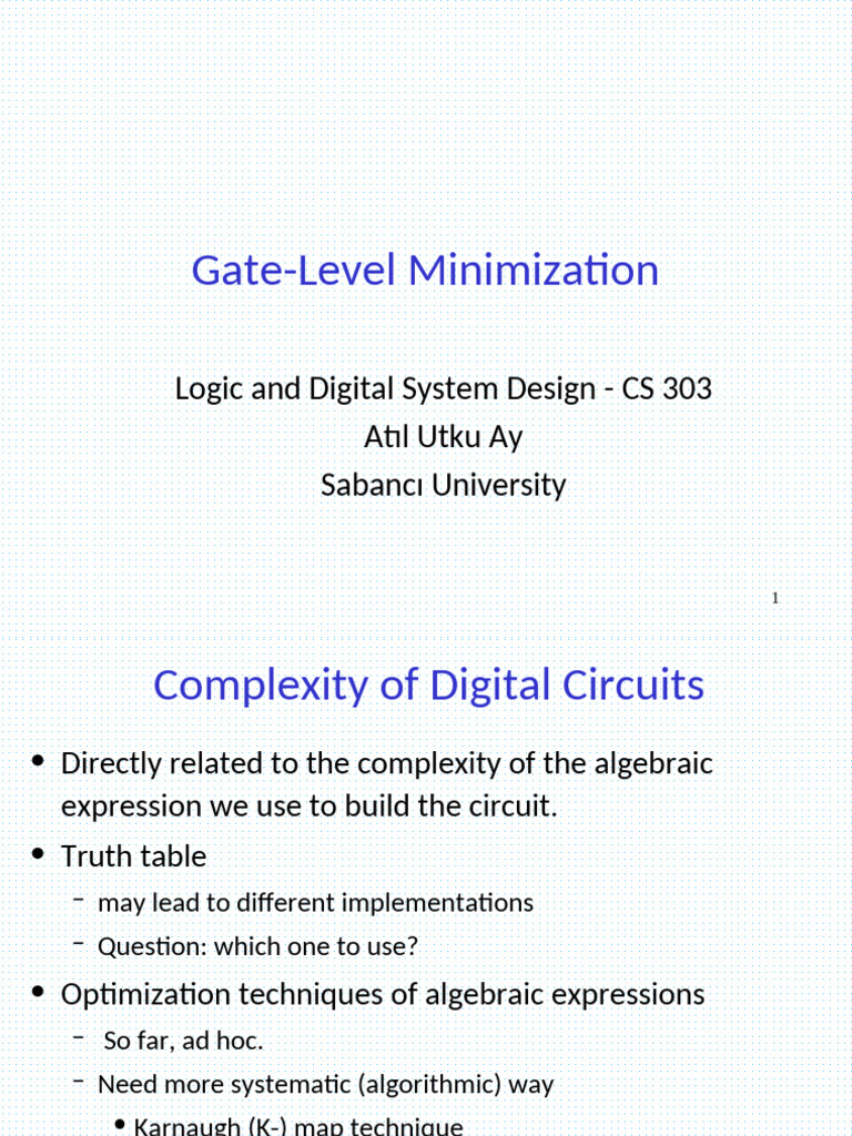Cs303 Ch3 Gate Level Minimization | PDF | Boolean Algebra | Teaching ...