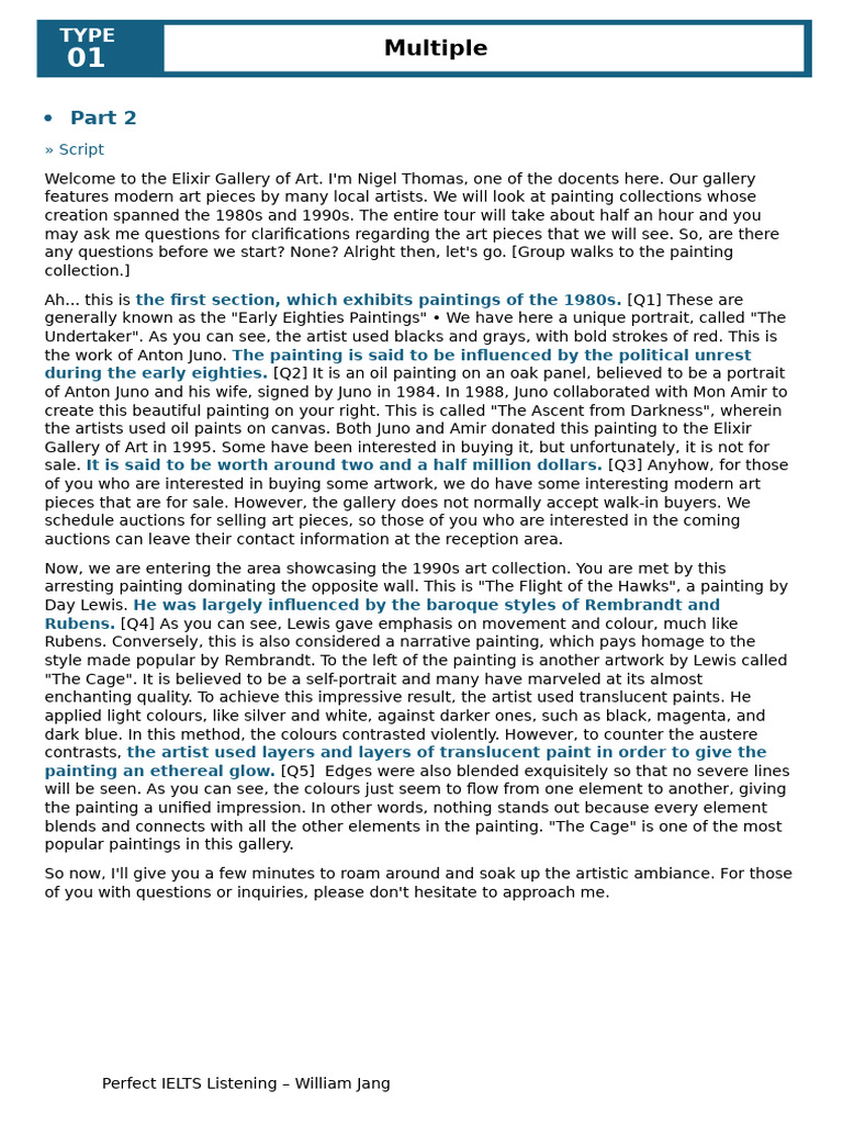 Multiple Choice Part 2 Script - Perfect Ielts Listening | PDF | Plastic ...