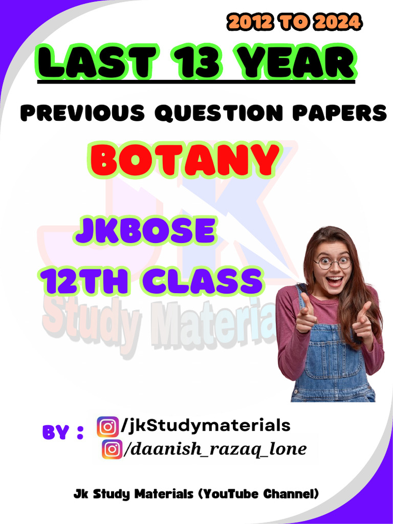 Botany 12th Class Last 13 Year QuestionPapers JKBOSE | PDF