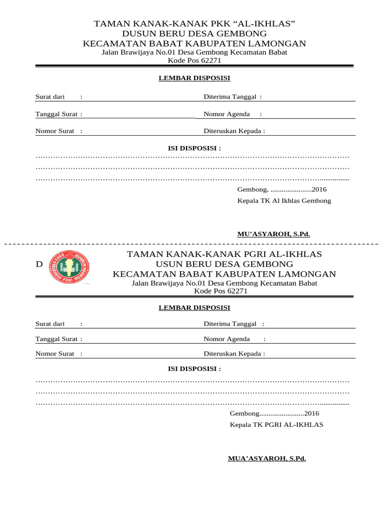 Contoh Disposisi | PDF