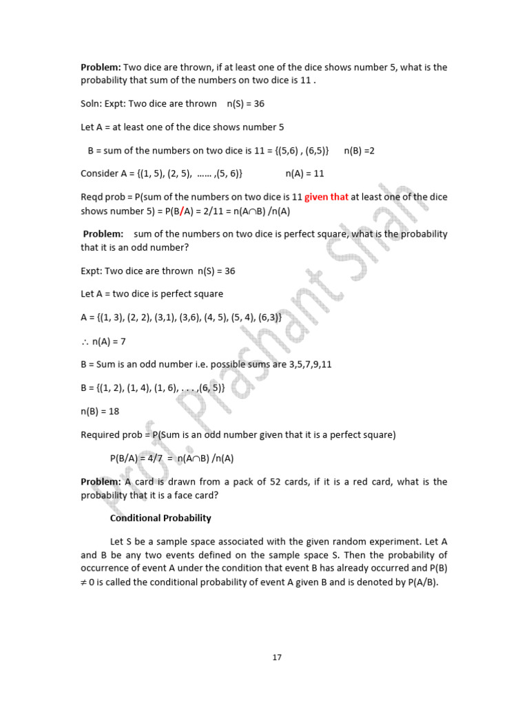 8-Conditional Probability-Multiplication Theorem Probability Problems | PDF | Probability ...