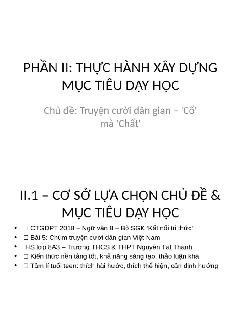 Phan II Thuc Hanh Muc Tieu Day Hoc | PDF