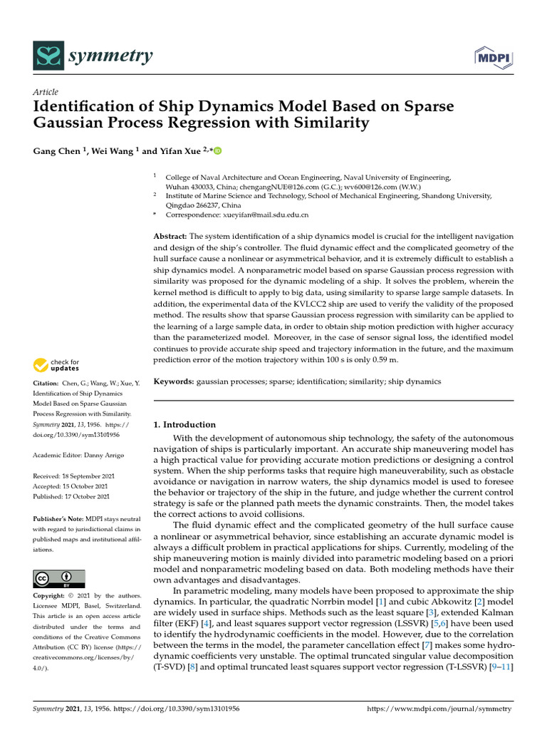 Identi Cation of Ship Dynamics Model Based On Sparse Gaussian Process ...
