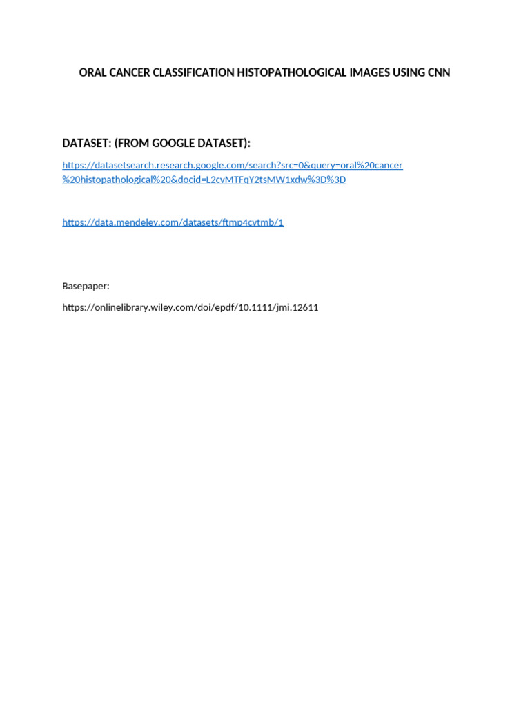 Oral Cancer Classification Histopathological Images Using Cnn Pdf