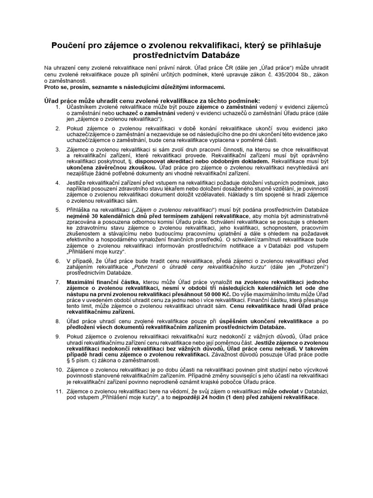 1 3 Pouceni Pro Zajemce o Zvolenou Rekvalifikaci | PDF