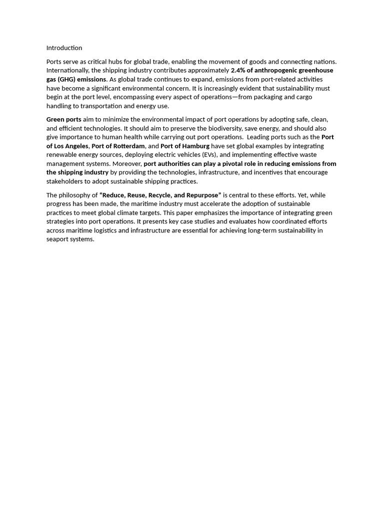 Green Ports: Strategies for Sustainability | PDF | Climate Change ...