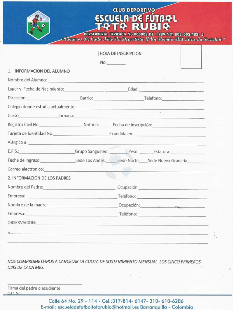 Hoja de Inscripcion Escaneada 2025 | PDF