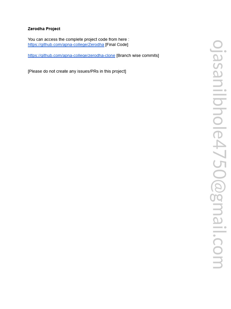 Zerodha Project GitHub Access | PDF