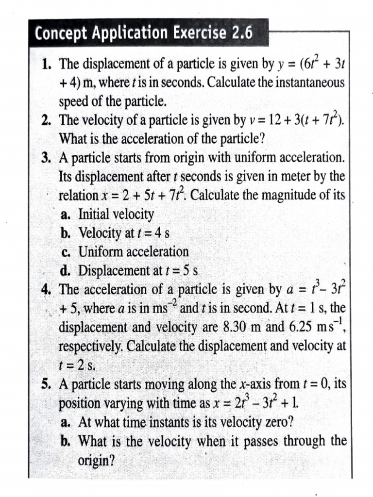 11 Physics Assignment-01 (Motion in 1d) | PDF | Acceleration | Velocity