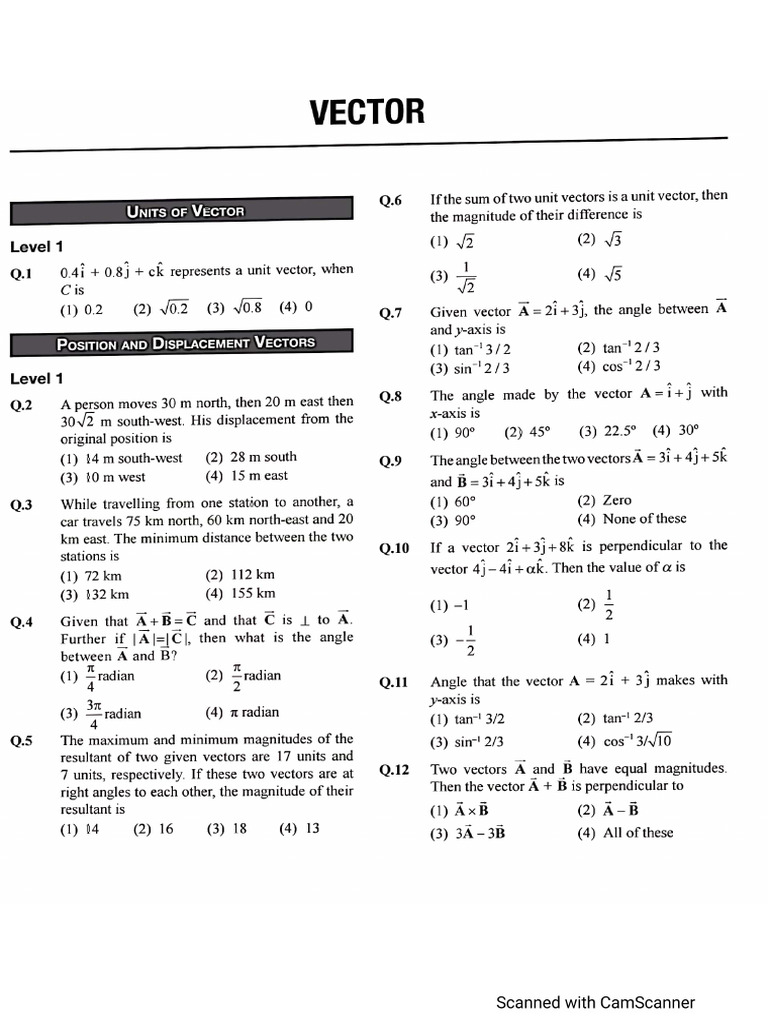 VECTORS Assignment | PDF
