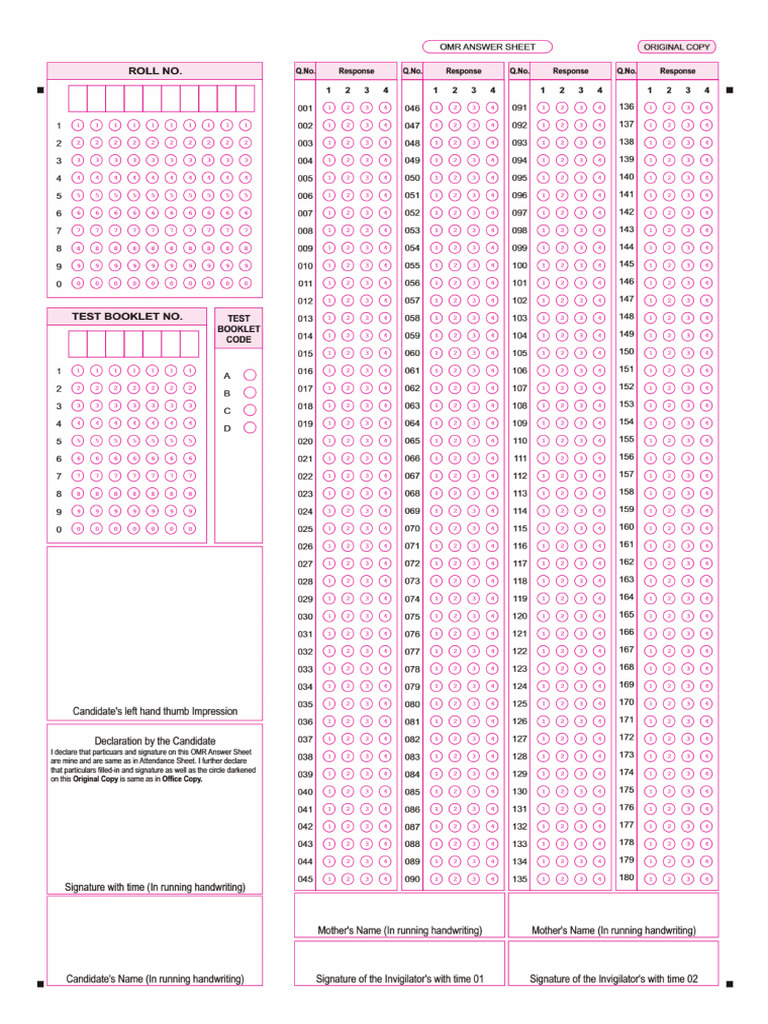 Omr Sheet For Neet | PDF