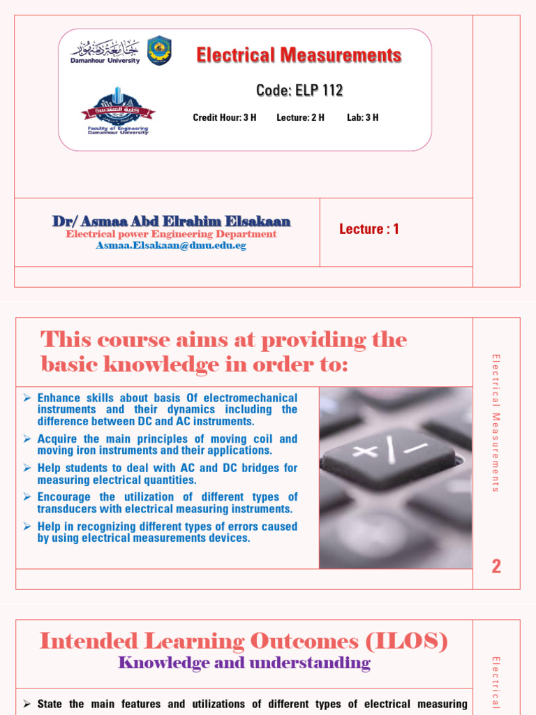Electrical Measurements - Lecture 1 | PDF | Voltage | Electrical Network