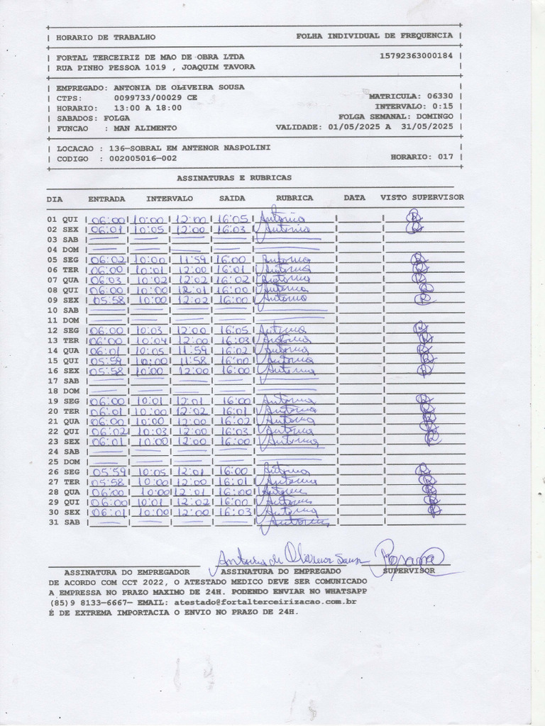Frequencia Maio | PDF