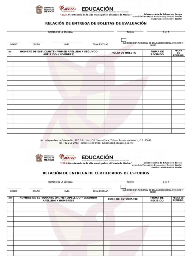 Relación de Entrega de Boletas de Evaluación | PDF