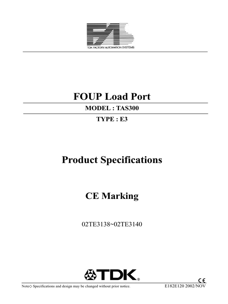 TAS300 FOUP Load Port Specifications | PDF | Electrical Connector ...