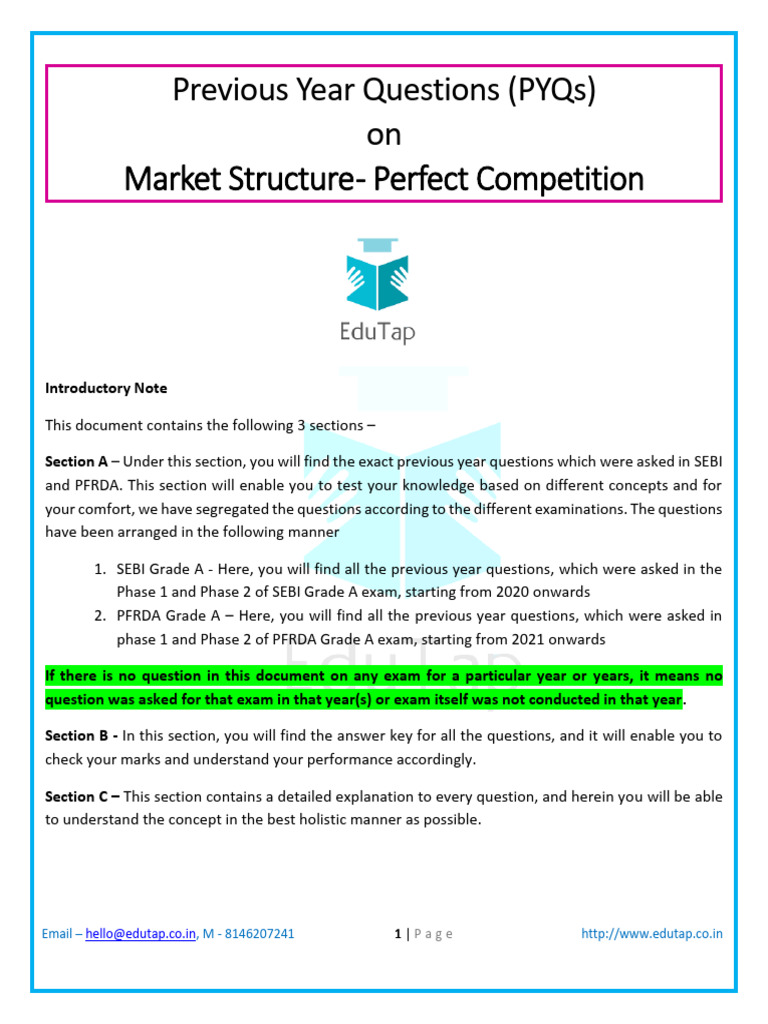Previous Year Questions on Market Structure | PDF