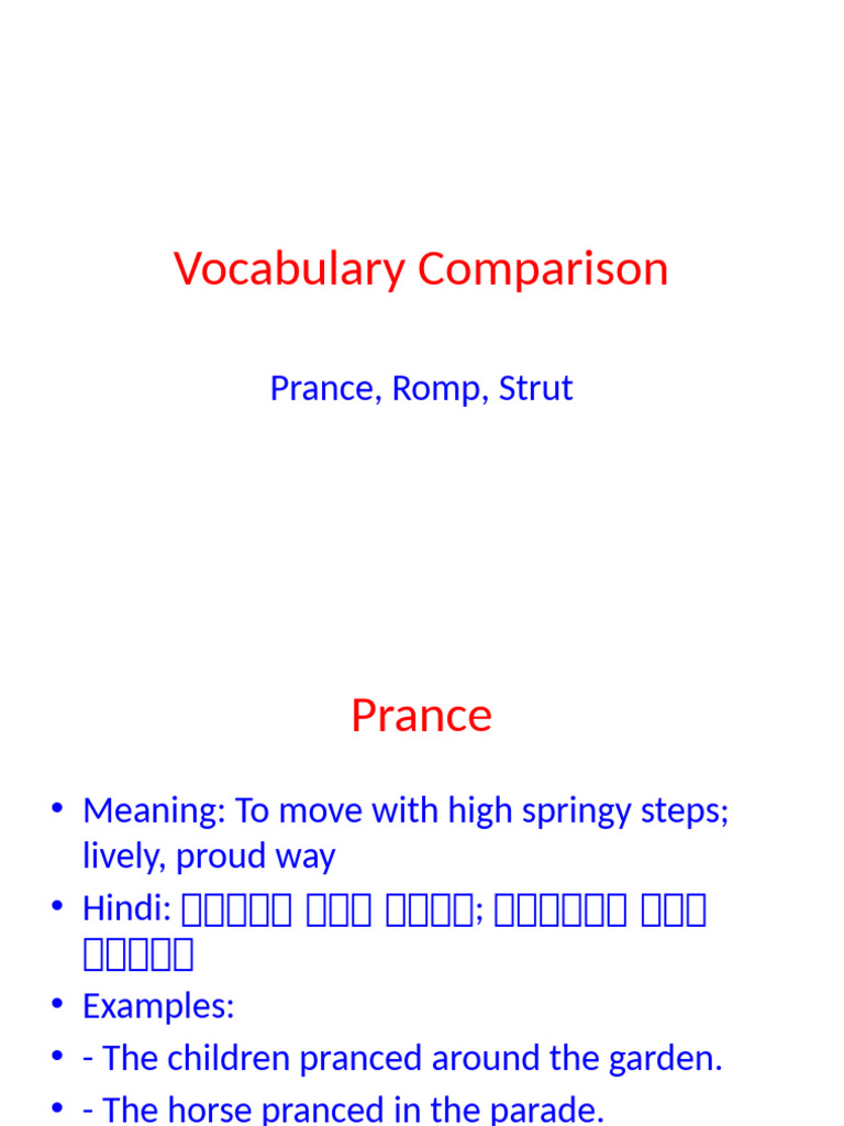 Vocabulary Prance Romp Strut Colored | PDF