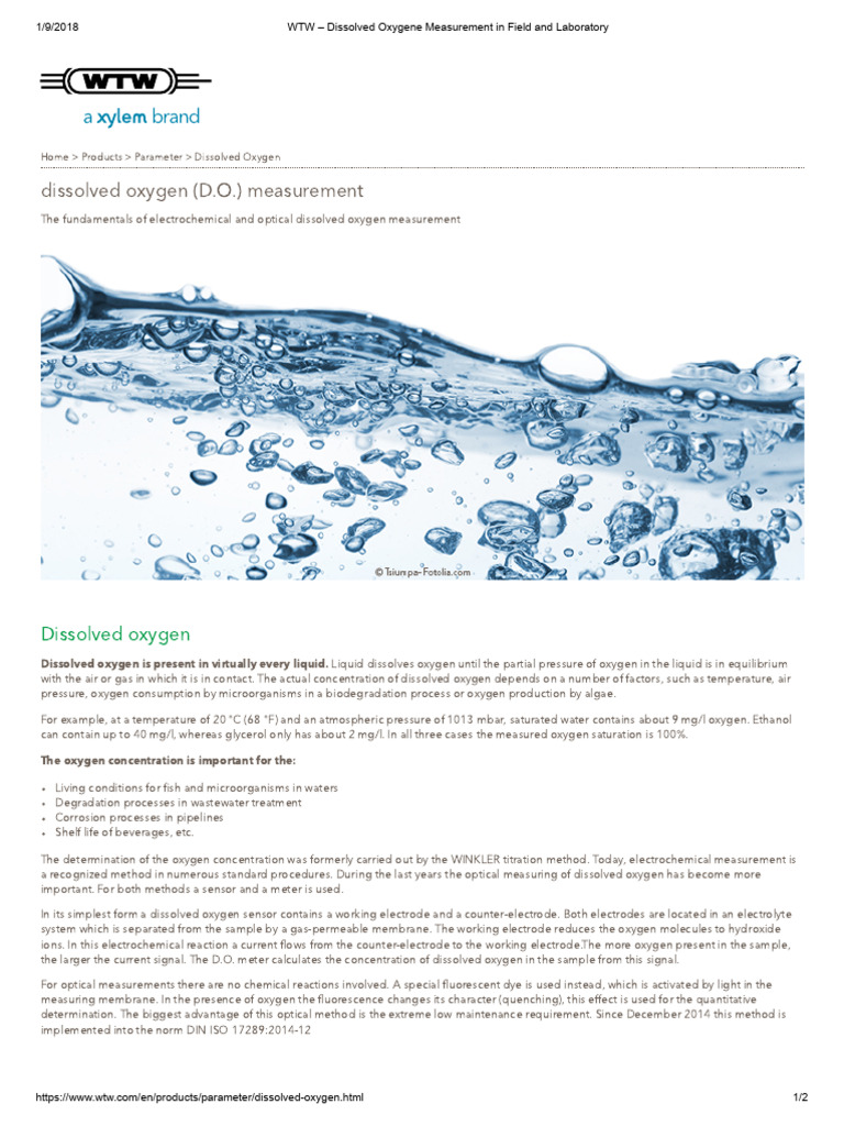 D.O. Measurement Methods and Standards | PDF | Oxygen | Electrochemistry