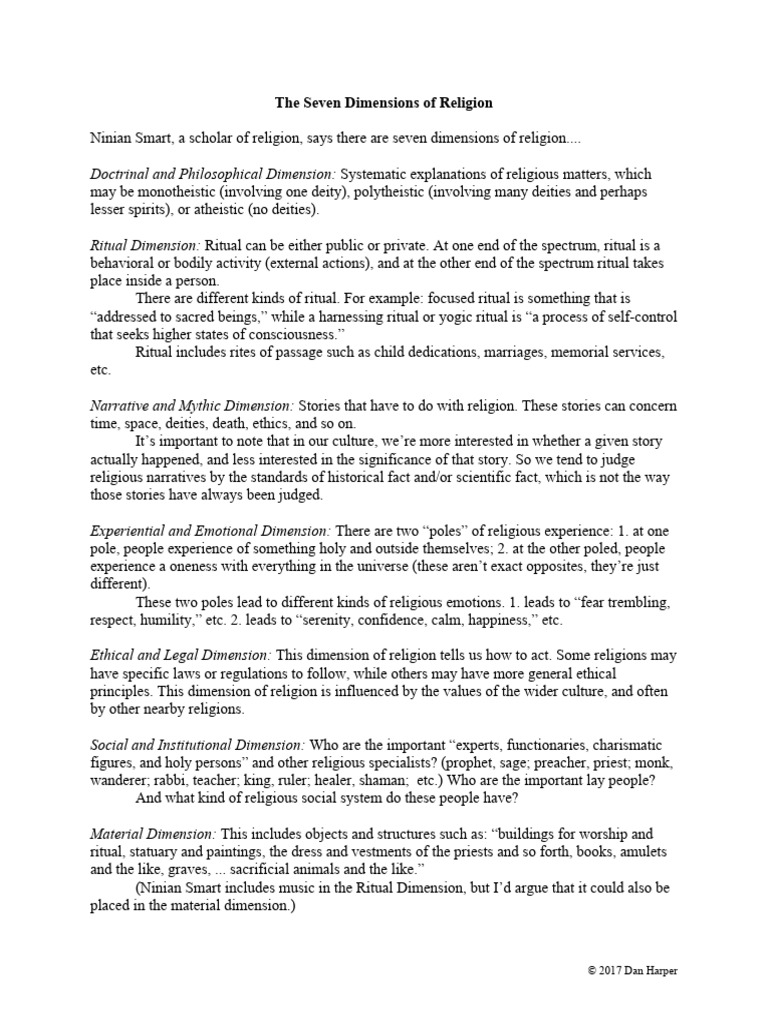 Seven Dimensions of Religion 1 | PDF | Rituals | Deities