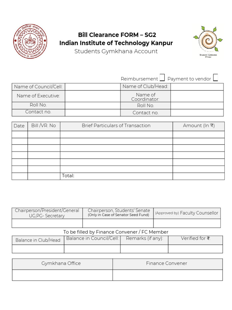 Bill Clearance Form (SG2) | PDF