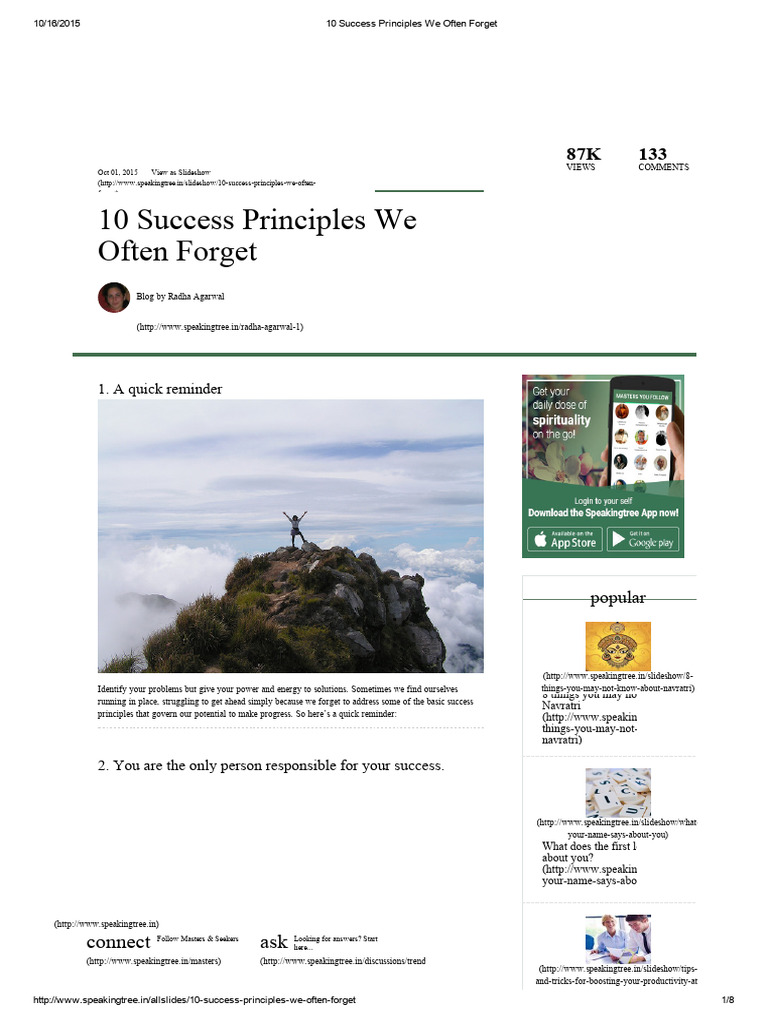 10 Success Principles We Often Forget | PDF