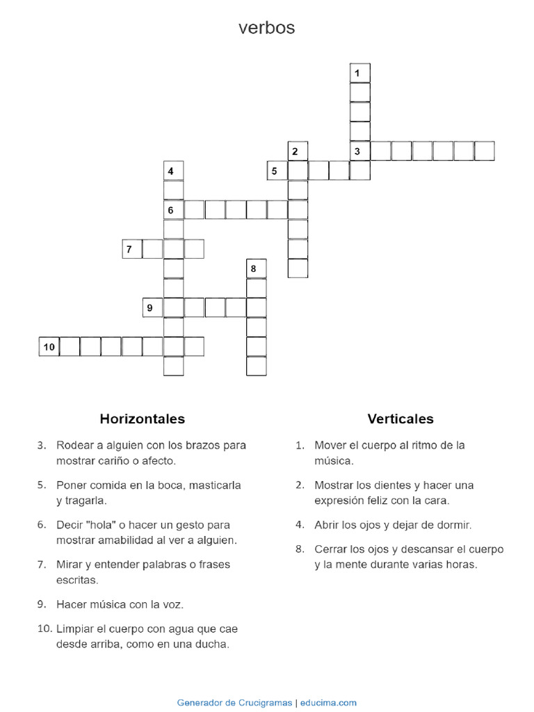 Crucigrama Verbos | PDF