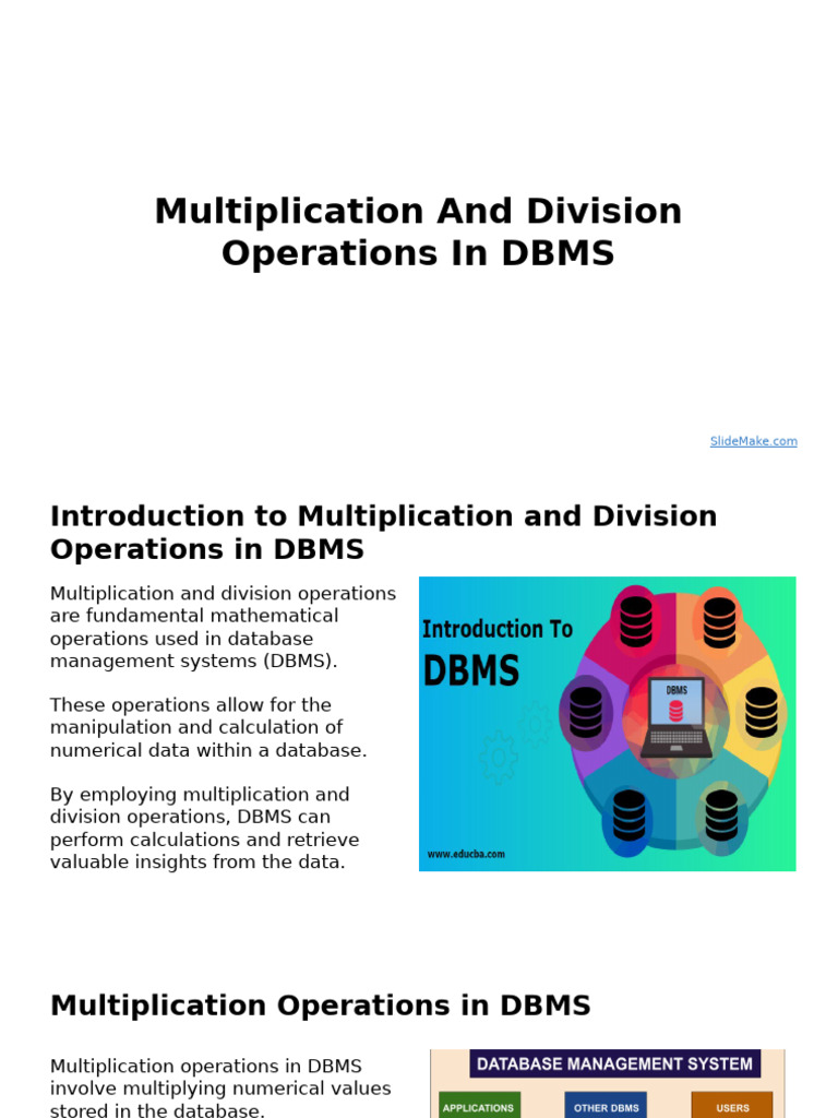 Multiplication and Division Operations in DBMS | PDF | Databases ...