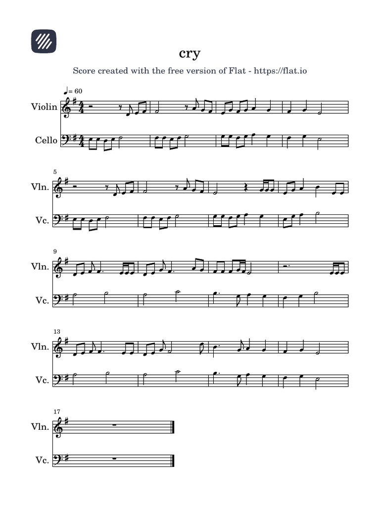 Cry Violin and Cello Duet | PDF