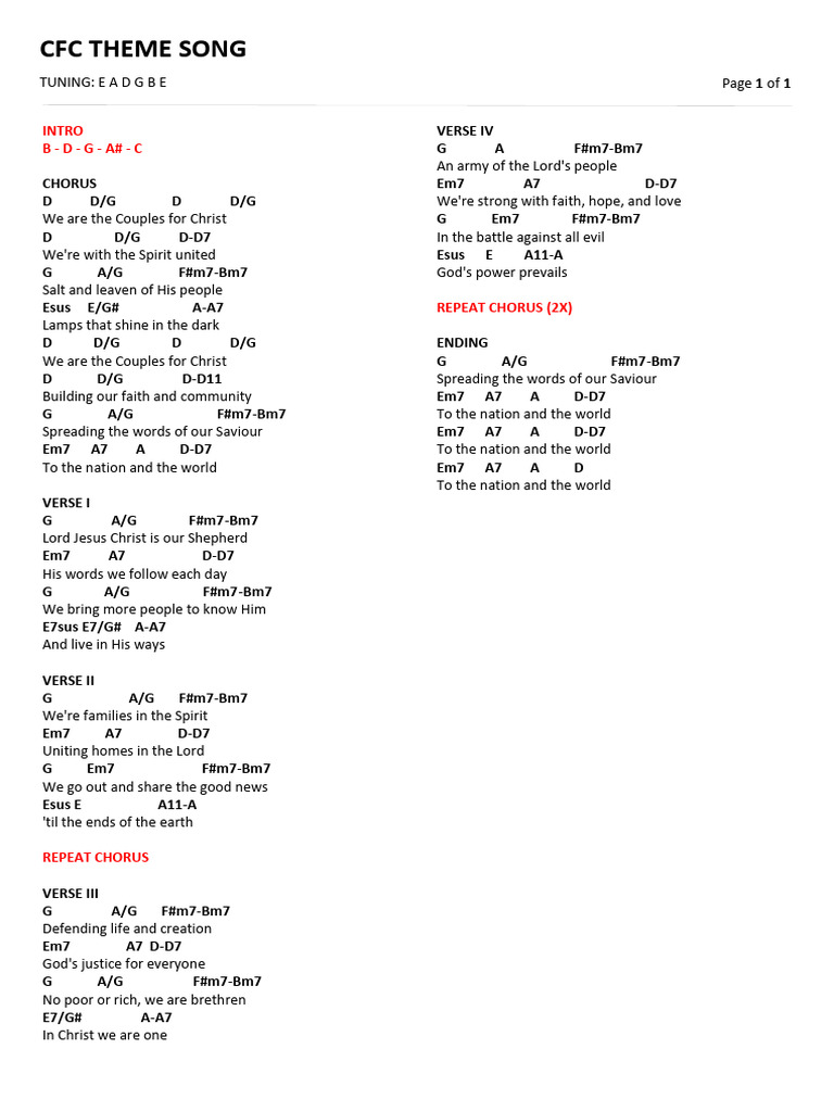 CFC Theme Song | PDF