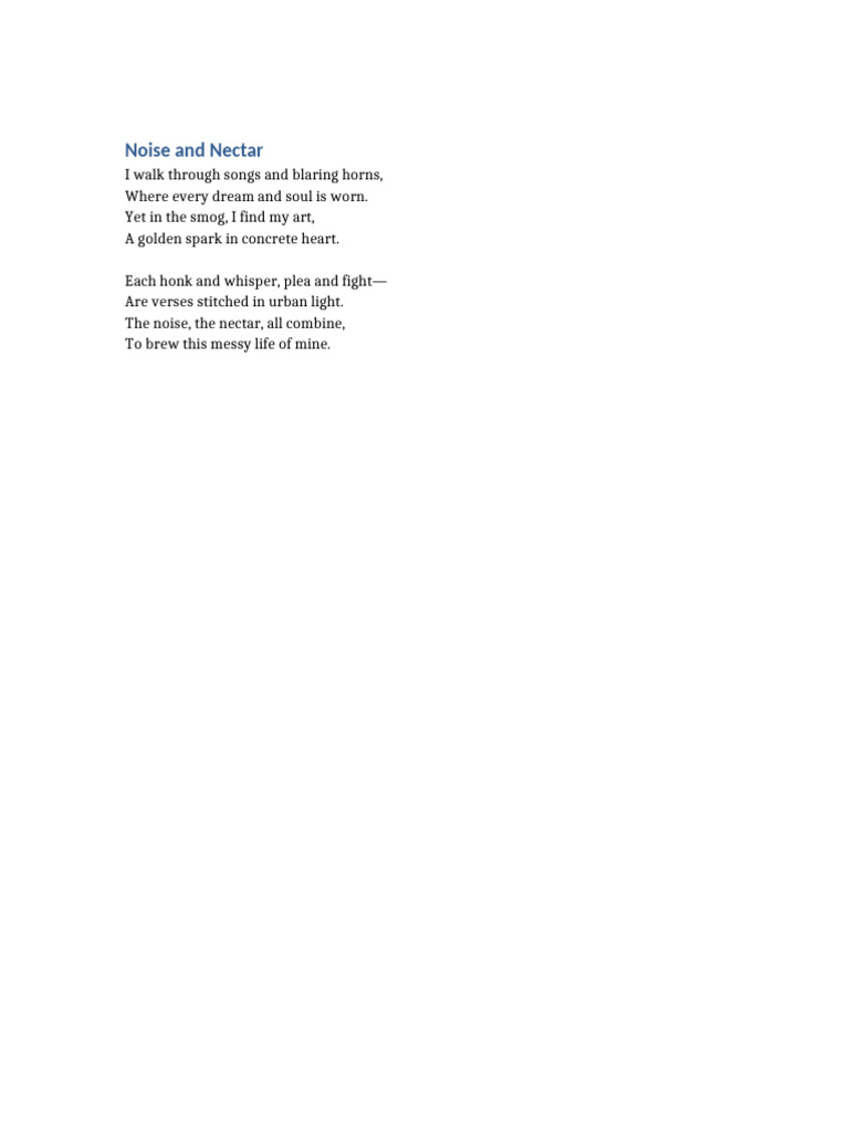 Poem 8 Noise and Nectar | PDF