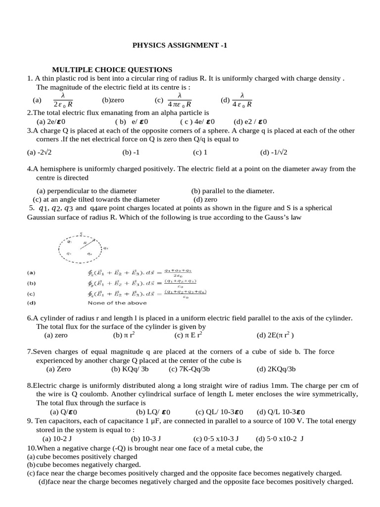 Physics Summer Holidays Assignment | PDF | Capacitance | Capacitor