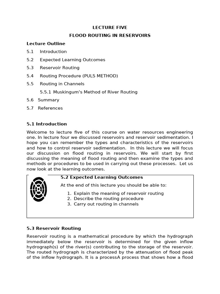 Lecture Five Flood Routing | PDF | Discharge (Hydrology) | Physical ...