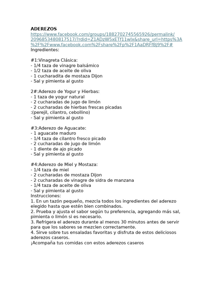 Aderezos | PDF